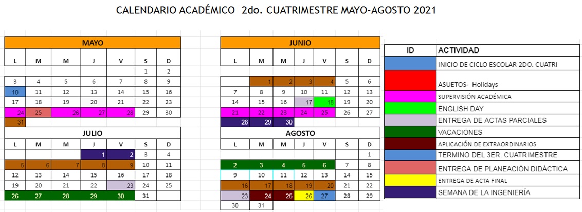upmf: Calendario Académico Mayo-Agosto 2021